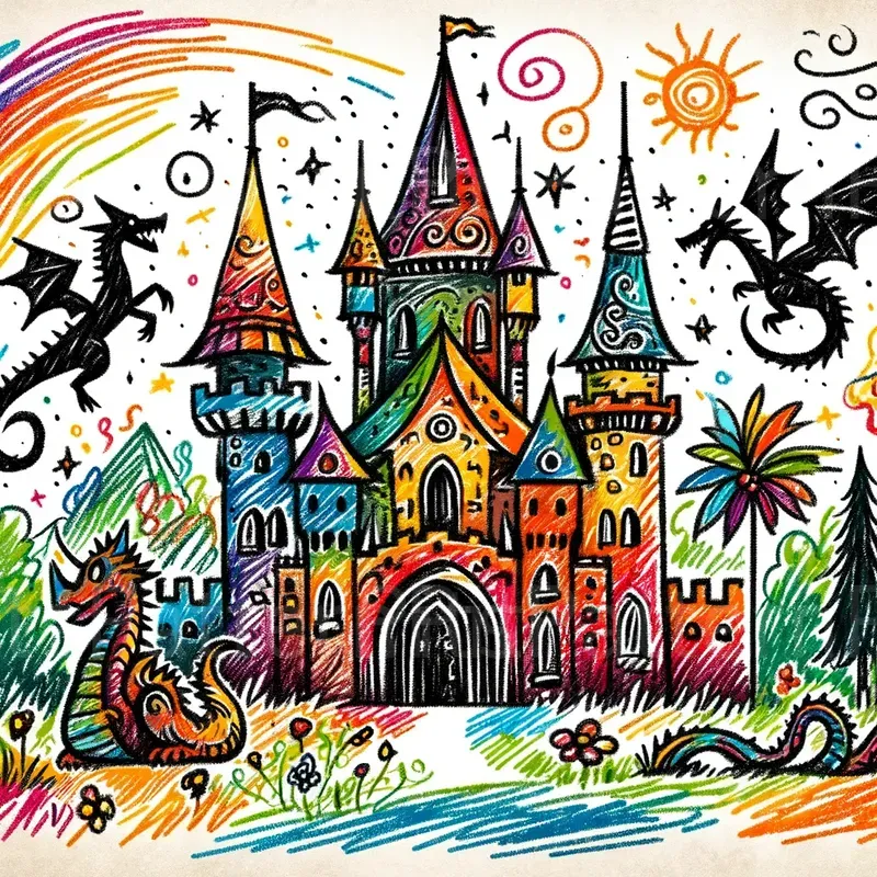 Childs Art Magic Crayon Illustrations DALL·E Prompt | PromptBase