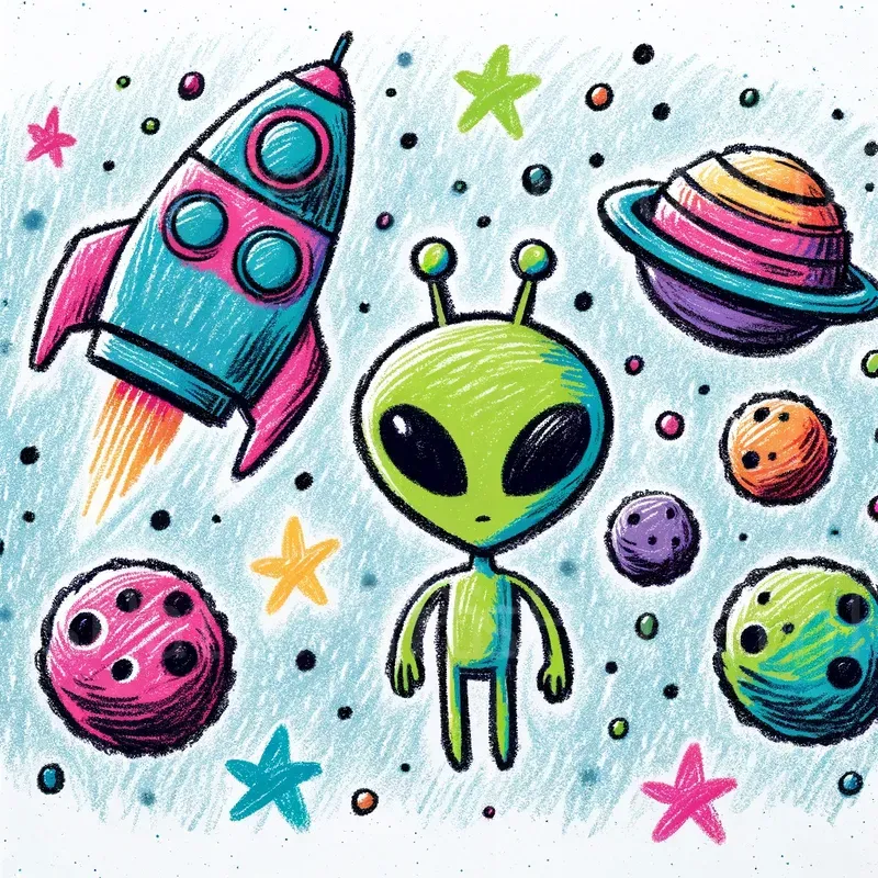 Childs Art Magic Crayon Illustrations DALL·E Prompt | PromptBase