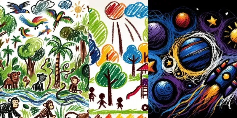 Childs Art Magic Crayon Illustrations DALL·E Prompt | PromptBase