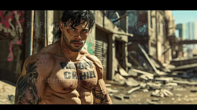 Photos Of Muscular Men With Text Tattoos Midjourney Prompt | PromptBase