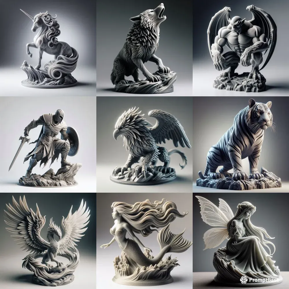 Detailed 3D Printed Fantasy Figurines DALL·E Prompt | PromptBase
