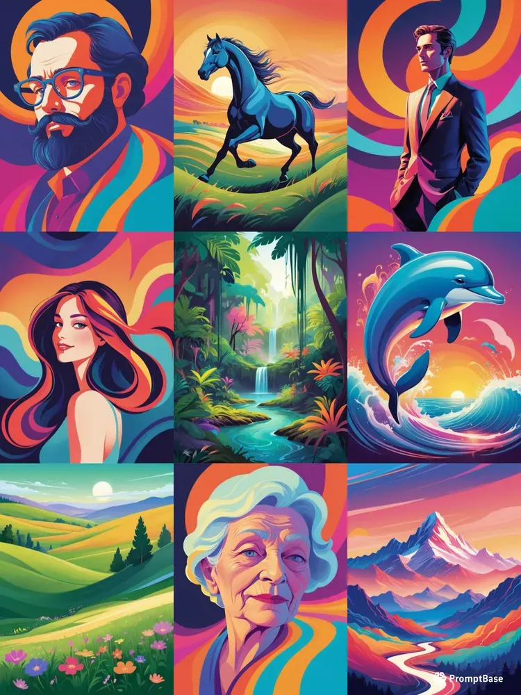 Vibrant Flowing Line Art Leonardo Ai Prompt | PromptBase