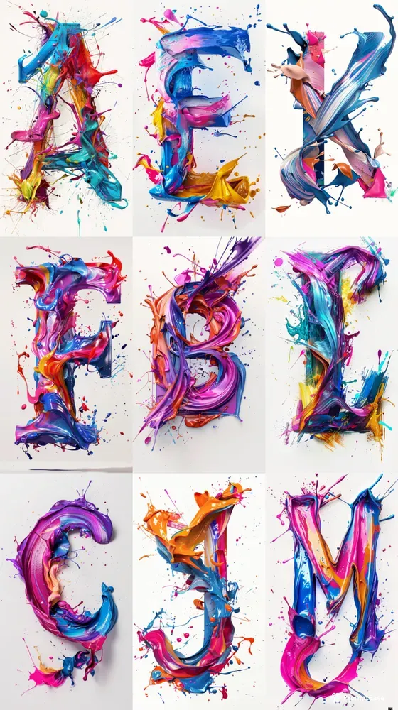 Abstract Alphabet Letter Font Designs Midjourney Prompt | PromptBase