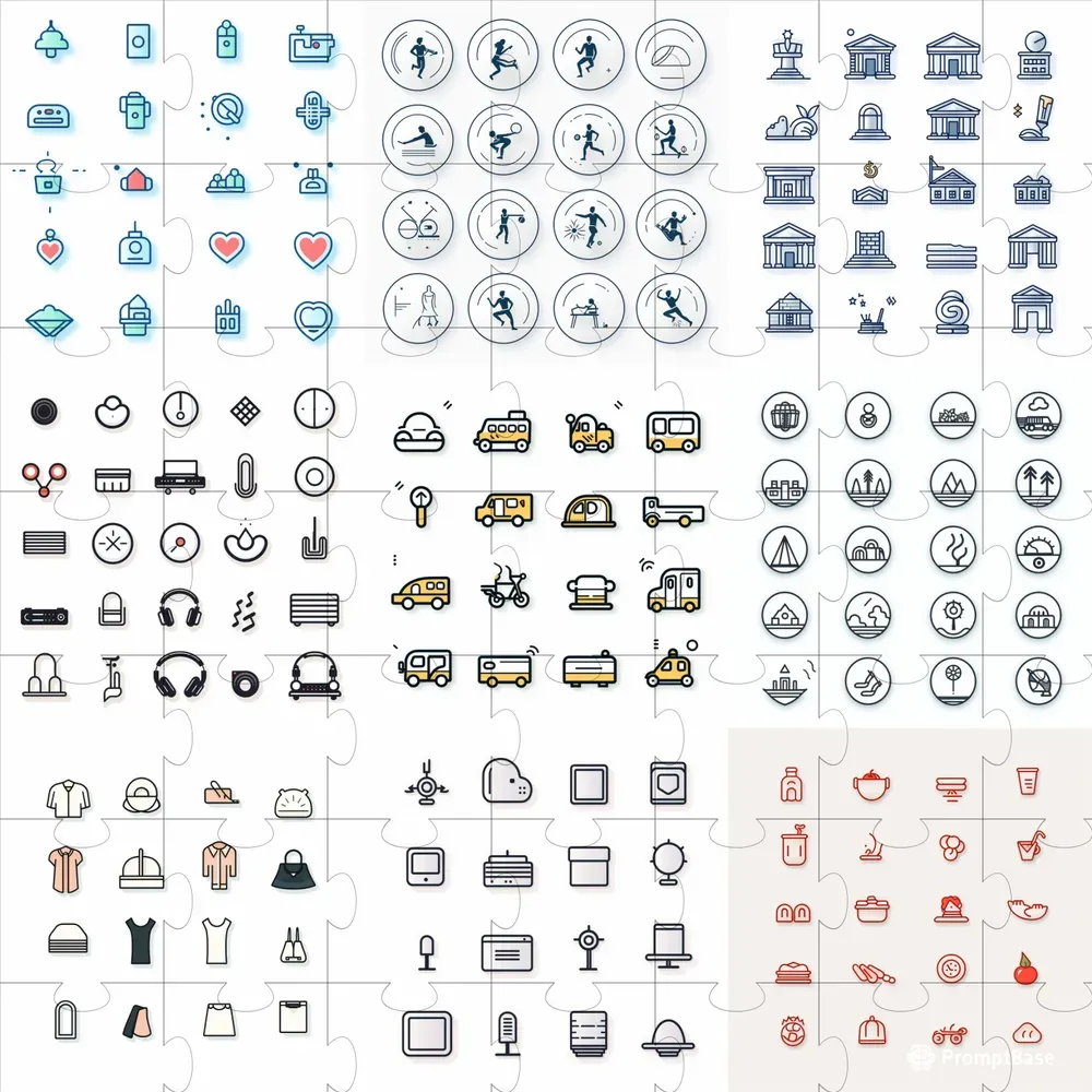 Aesthetic Minimalist Icon Sets Midjourney Prompt | PromptBase