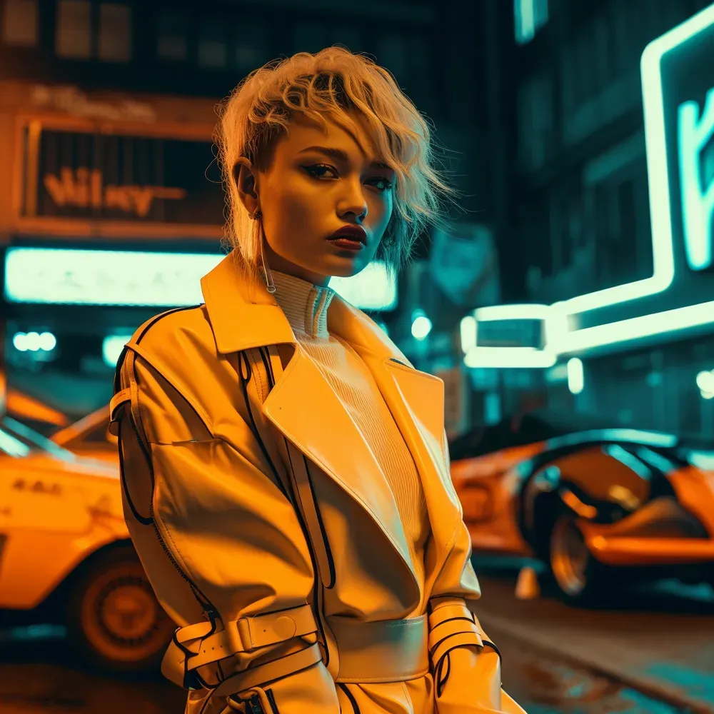 Photorealistic Retro Futuristic Models Midjourney Prompt | PromptBase