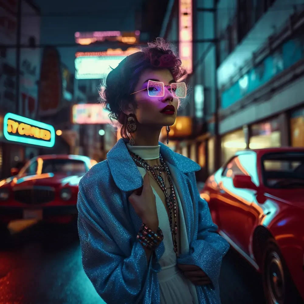 Photorealistic Retro Futuristic Models Midjourney Prompt | PromptBase