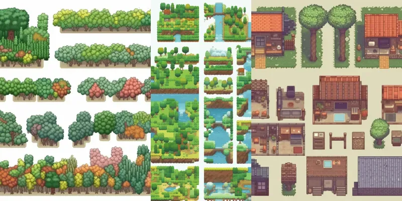 Retro Pixel Asset Sets Midjourney Prompt | PromptBase