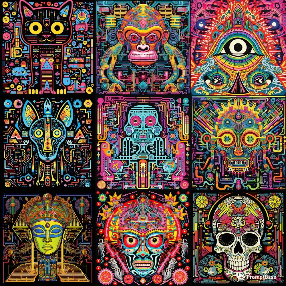 Trippy Hallucination Designs Midjourney Prompt | PromptBase