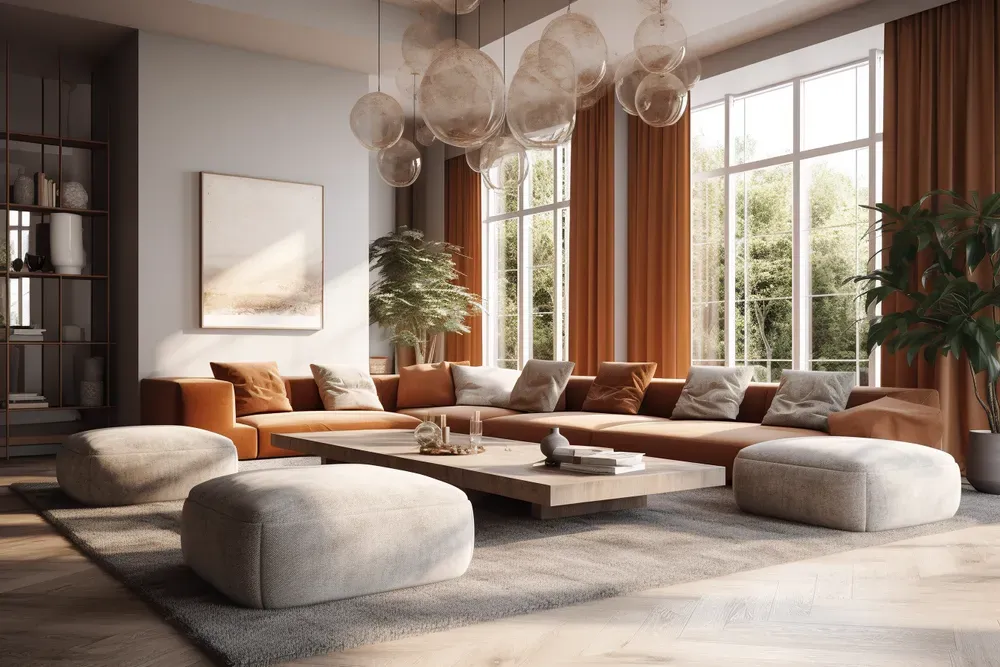 Modern Living Room Interior Design Ideas Midjourney Prompt | PromptBase