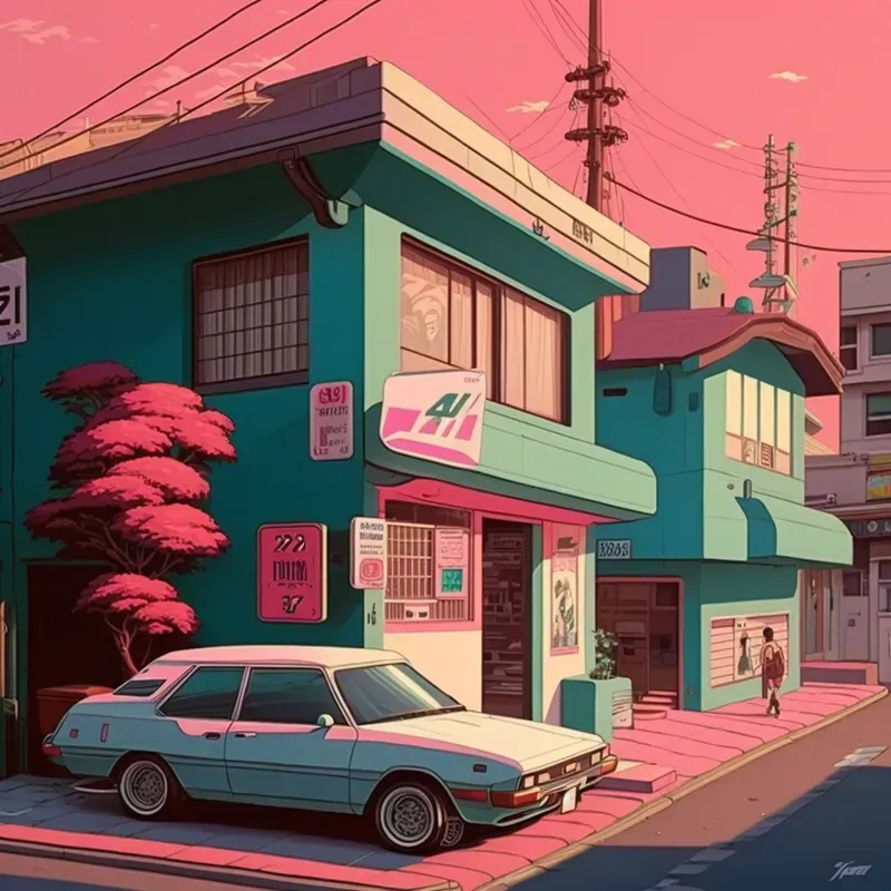 Retro Anime Style Streets And Alleyways Midjourney Prompt | PromptBase