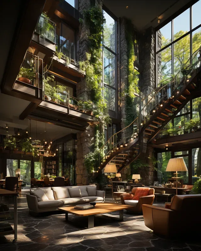 Verdant Atrium Photorealistic Spaces Midjourney Prompt | PromptBase