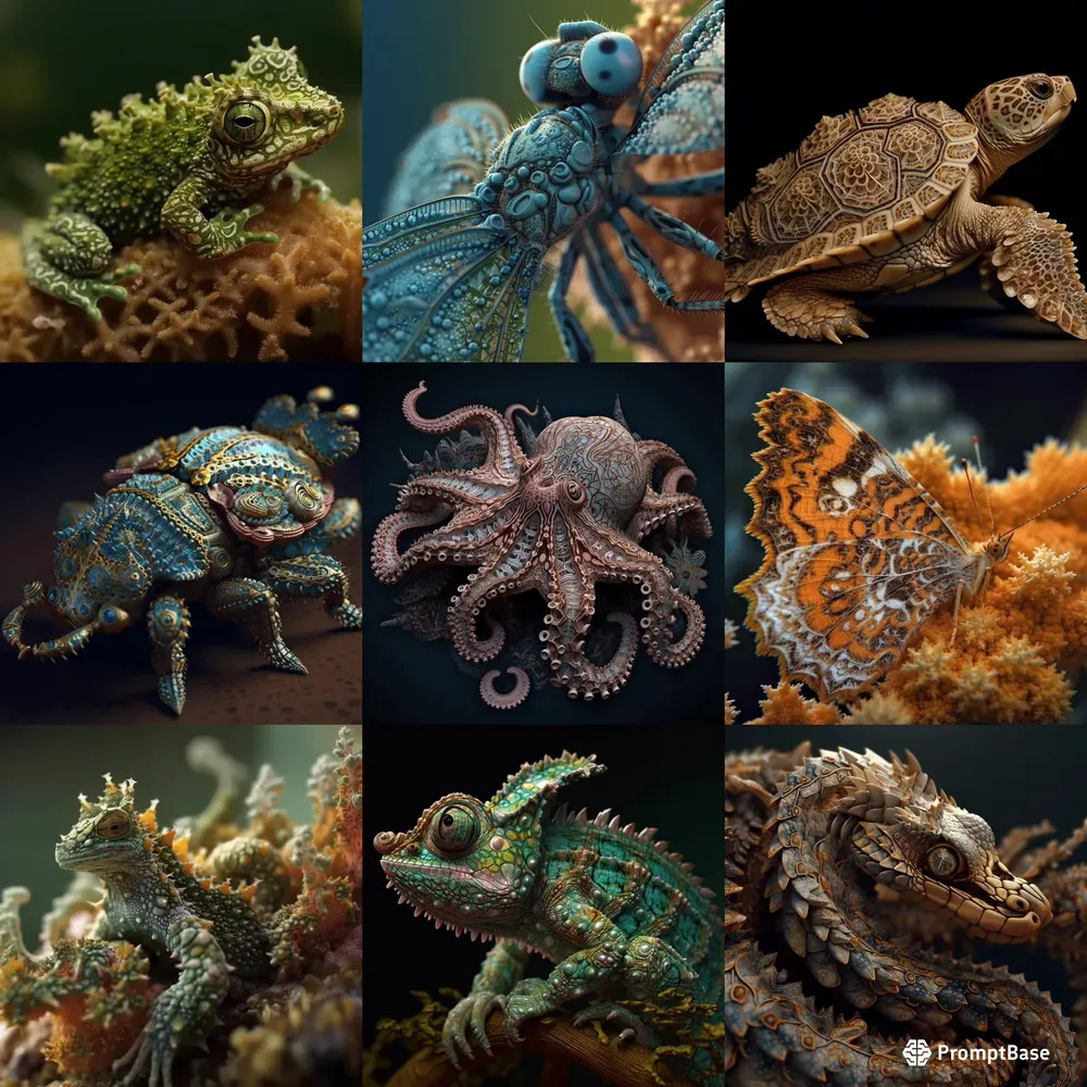 Realistic Fractal Animals Midjourney Prompt | PromptBase
