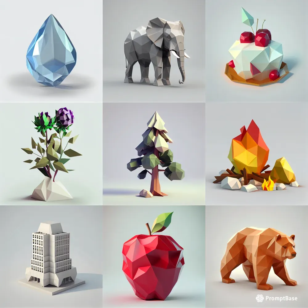 Low-poly Objects Midjourney Prompt | PromptBase