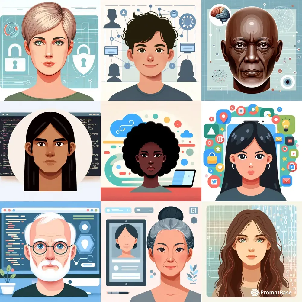 Flat Design Tech Portraits DALL·E Prompt | PromptBase