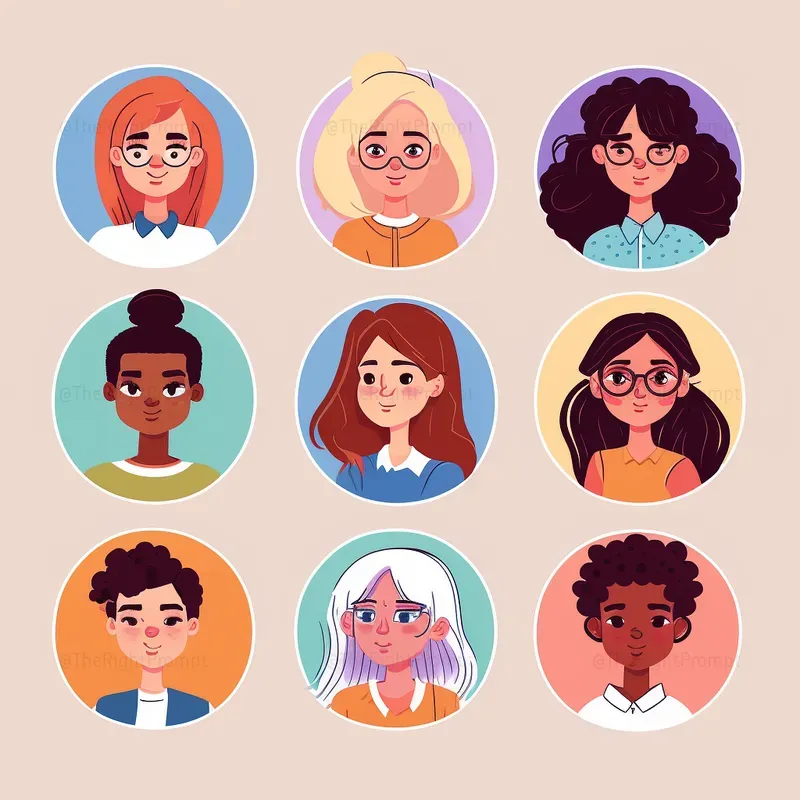 Modern Avatars Sets Midjourney Prompt | PromptBase