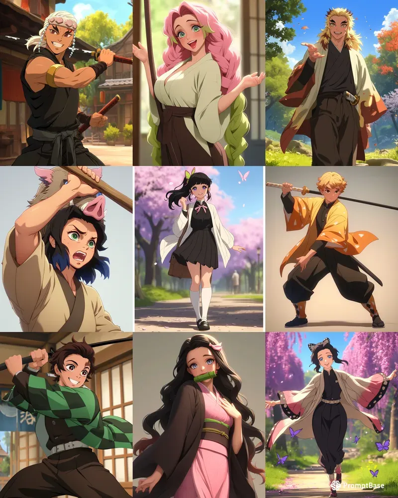 Whimsical Demon Slayer Cartoons Midjourney Prompt | PromptBase