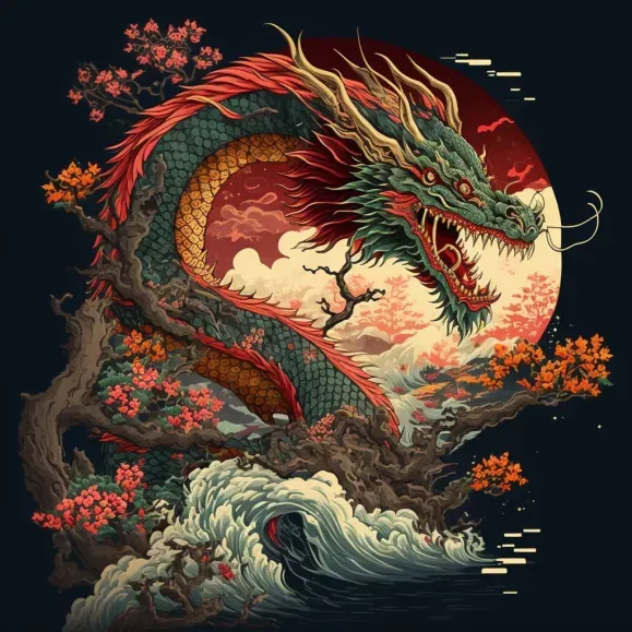 Mythical Japanese Dragons Midjourney Prompt | PromptBase