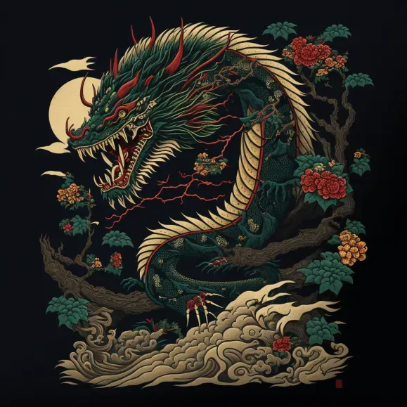 Mythical Japanese Dragons Midjourney Prompt | PromptBase