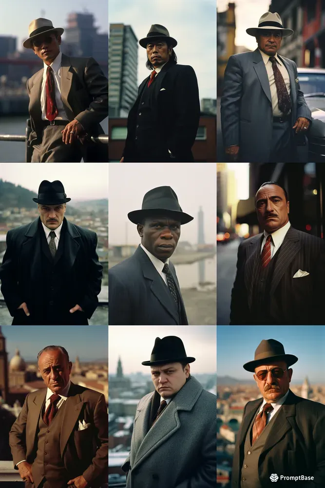 Retro Photos Of Mafia Bosses Midjourney Prompt | PromptBase