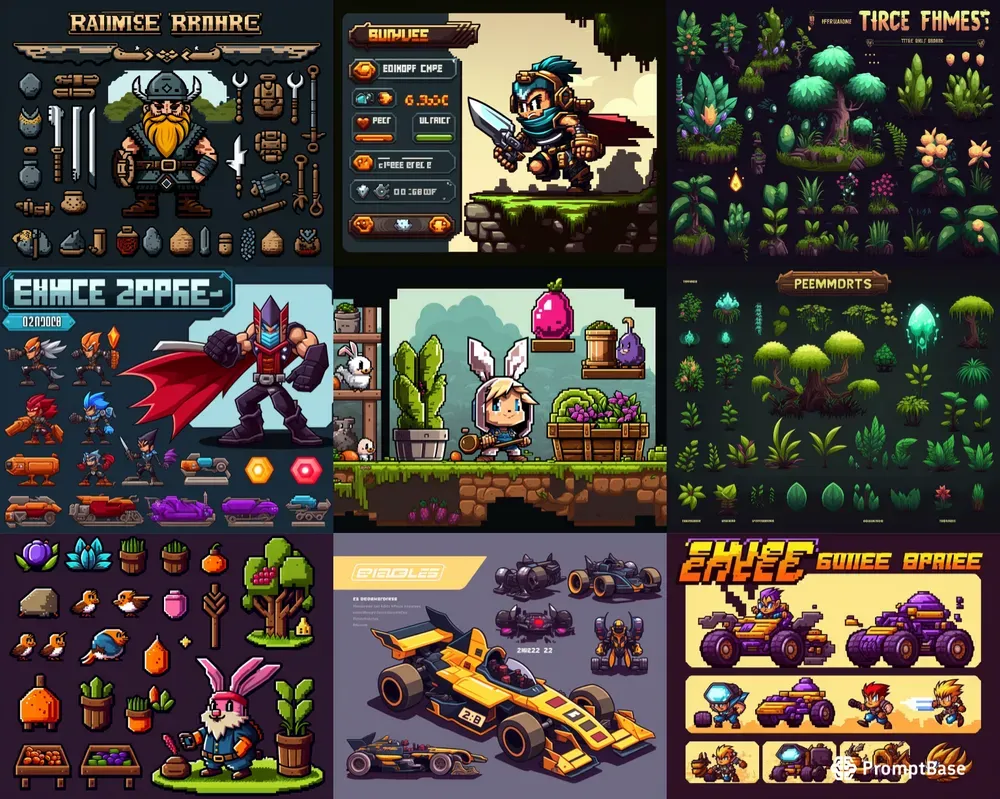 2D Sprite RPG Platformer Game Uis Midjourney Prompt | PromptBase