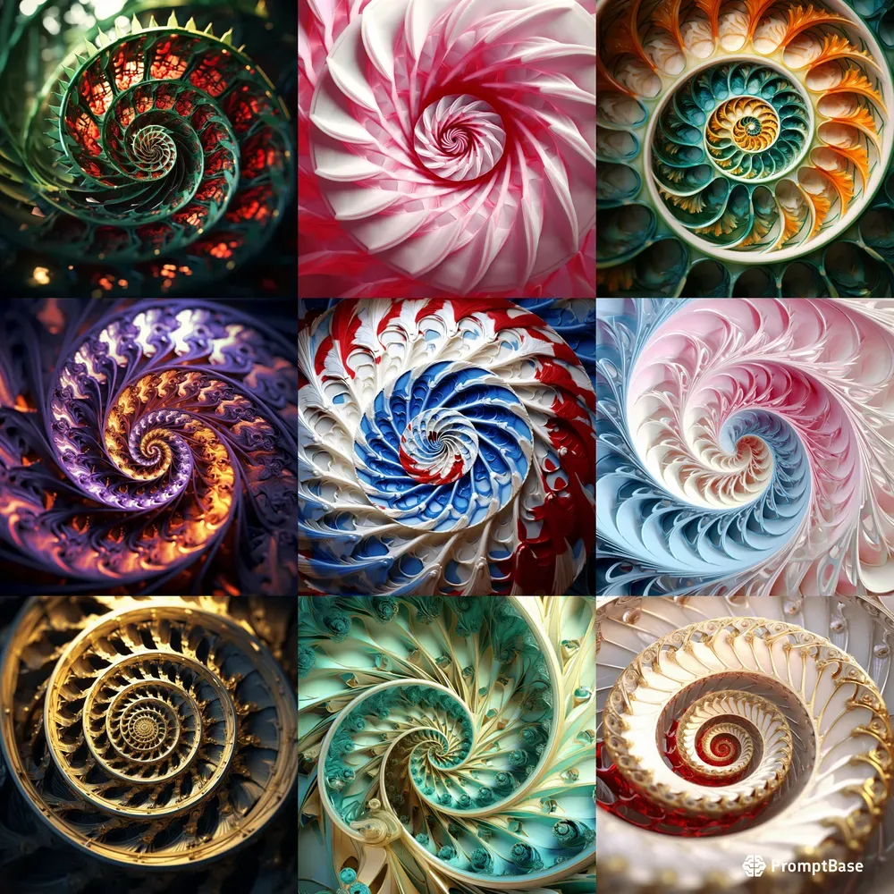 Colorful Fibonacci Art Midjourney Prompt | PromptBase