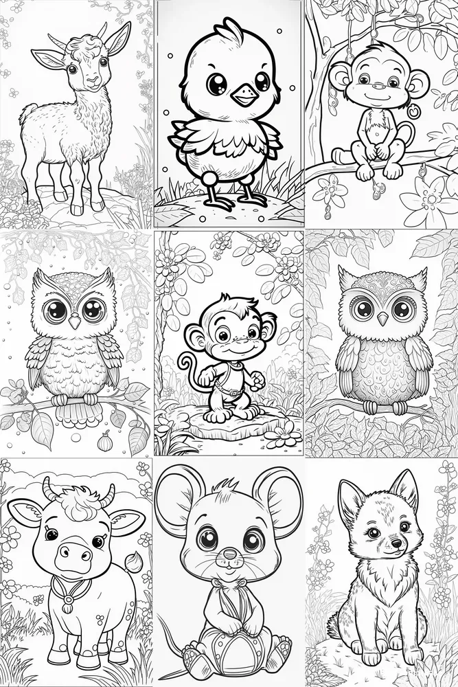 Cute Animal Coloring Books For Kids Midjourney Prompt | PromptBase