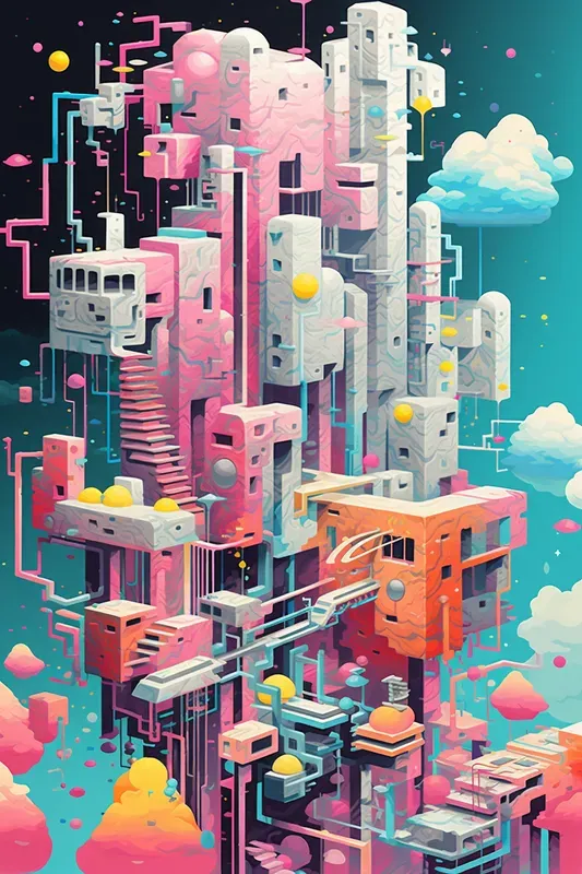 Pixel Dreamscape Surreal Scenes Reimagined Midjourney Prompt | PromptBase