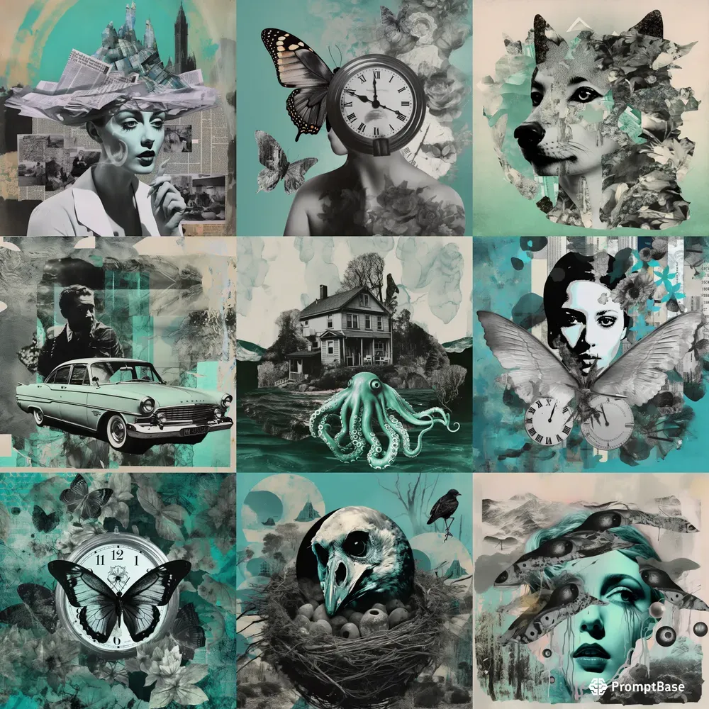 Weird Analog Collages Midjourney Prompt | PromptBase