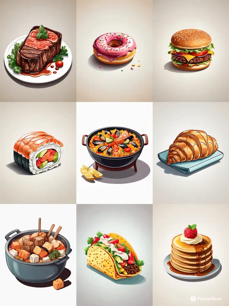 Isometric Hand Drawn Food Dishes Leonardo Ai Prompt | PromptBase