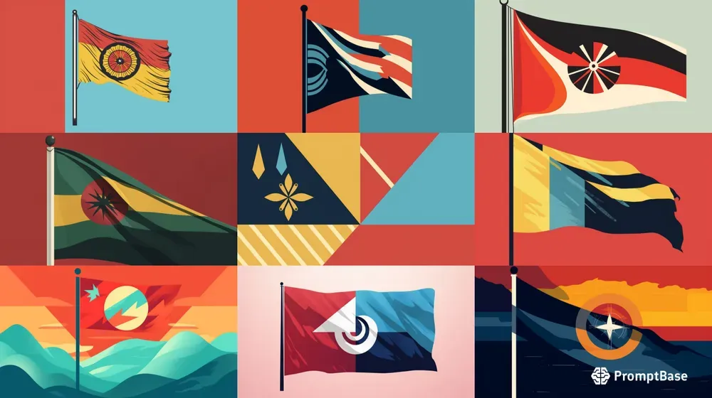 Fictional Countries Flags Midjourney Prompt | PromptBase