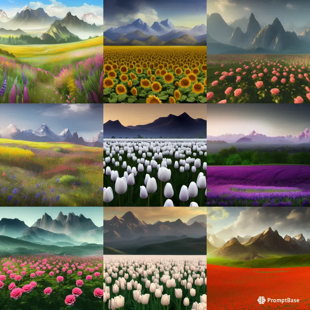 Fields Of Flowers Stable Diffusion Prompt | PromptBase
