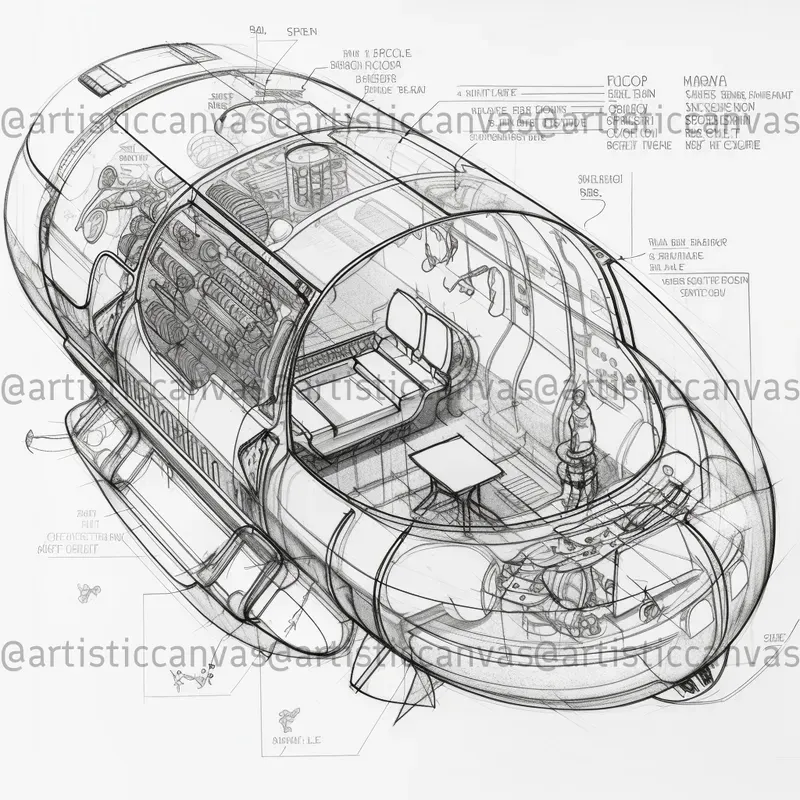 Technical Drawings Of Objects Midjourney Prompt | PromptBase
