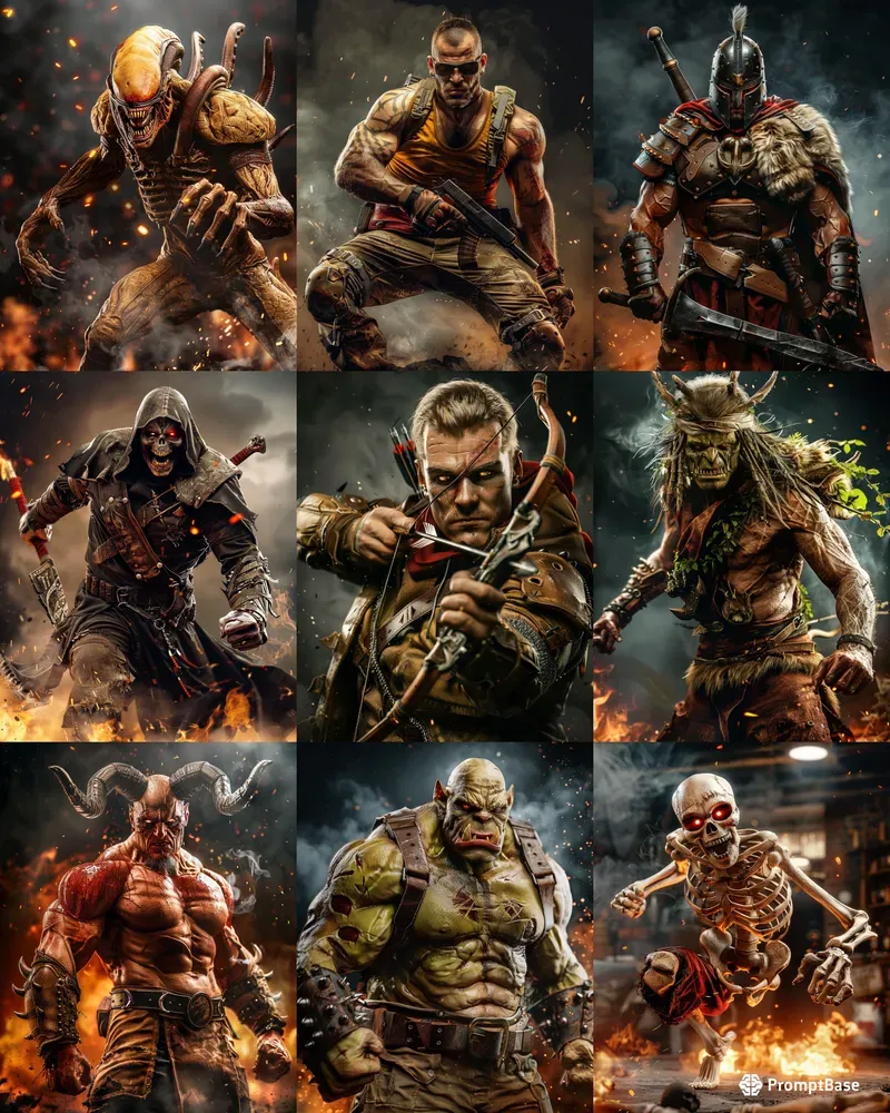 Epic Realistic Action Characters Midjourney Prompt | PromptBase