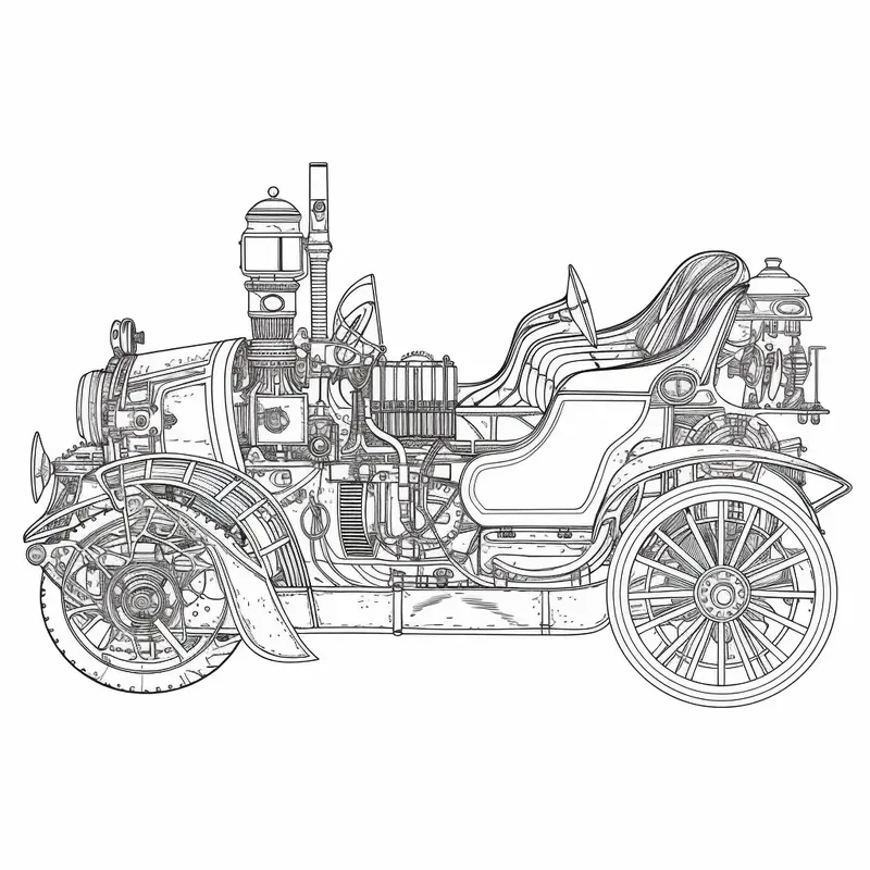 Steampunk Mechanical Coloring Pages Midjourney Prompt | PromptBase