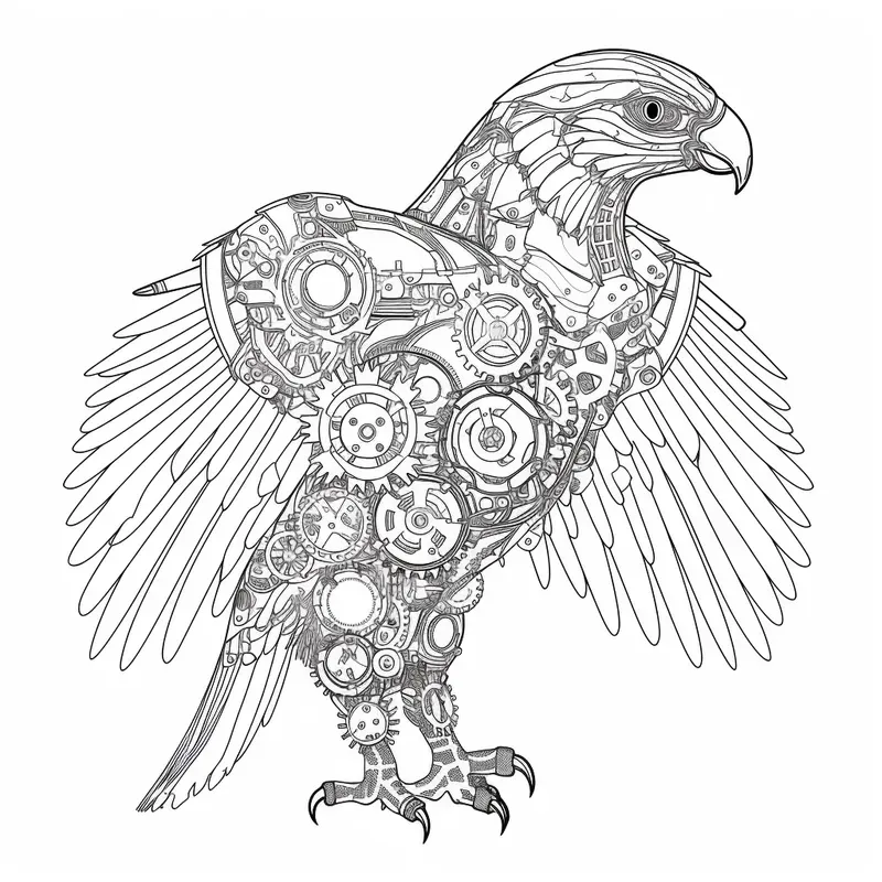 Steampunk Mechanical Coloring Pages Midjourney Prompt | PromptBase