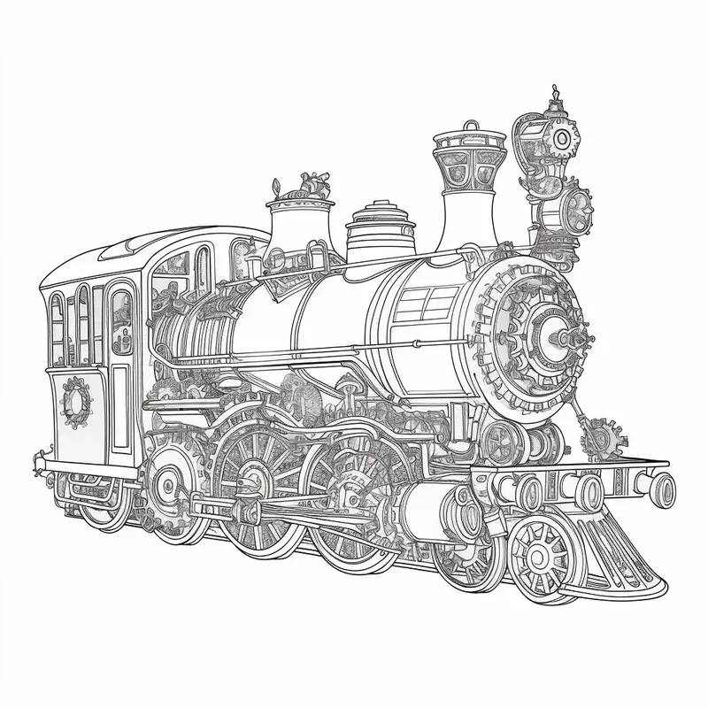 Steampunk Mechanical Coloring Pages Midjourney Prompt | PromptBase