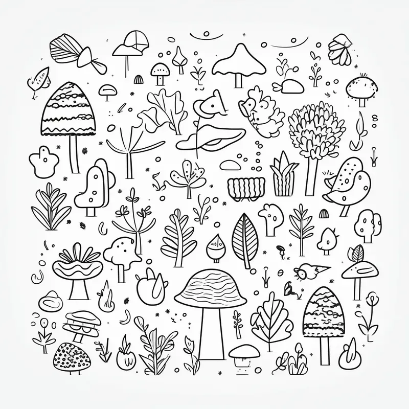 Simple Nature Doodle Coloring Pages Midjourney Prompt | PromptBase