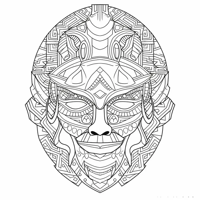 Mandala Mask Coloring Pages Midjourney Prompt | PromptBase