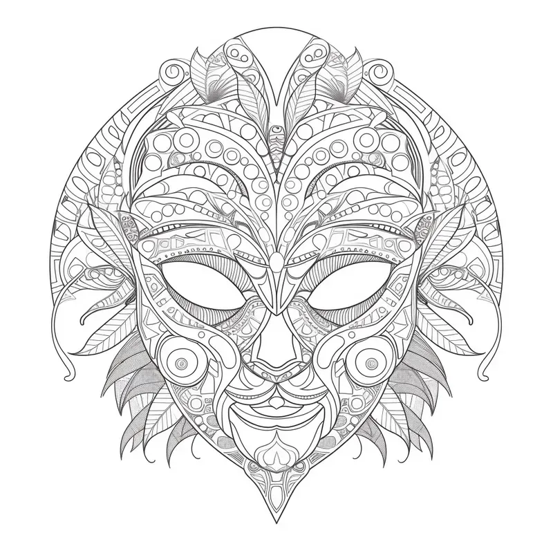 Mandala Mask Coloring Pages Midjourney Prompt | PromptBase