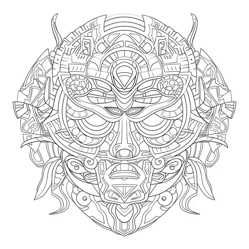 Mandala Mask Coloring Pages Midjourney Prompt | PromptBase