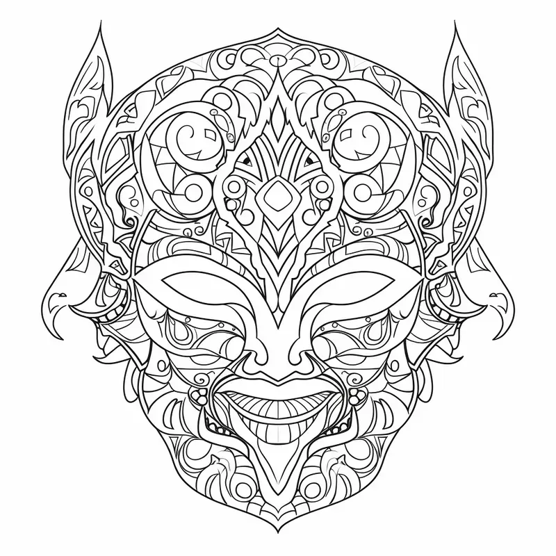 Mandala Mask Coloring Pages Midjourney Prompt | PromptBase