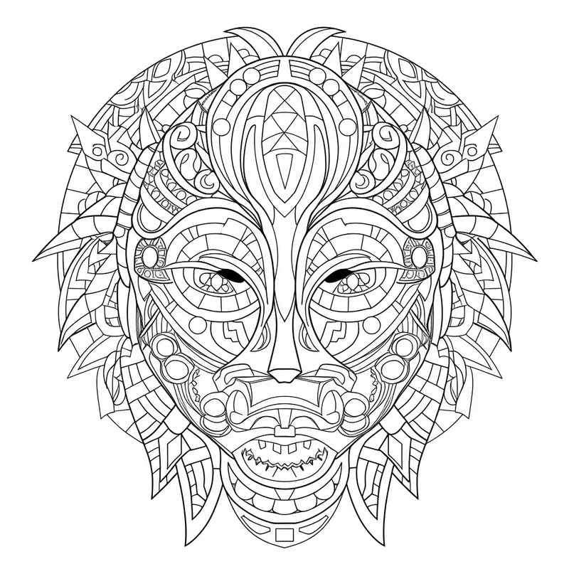 Mandala Mask Coloring Pages Midjourney Prompt | PromptBase