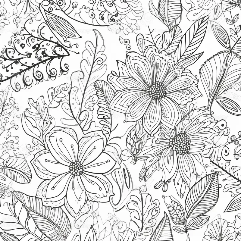 Floral Pattern Coloring Pages Midjourney Prompt | PromptBase