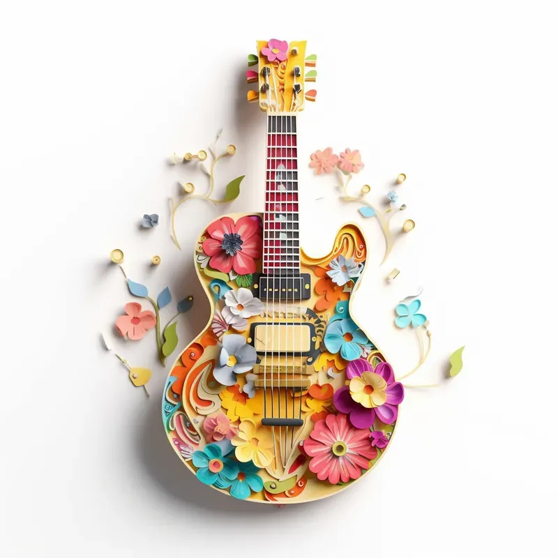 Colorful 3D Musical Instruments Flowers Midjourney Prompt | PromptBase