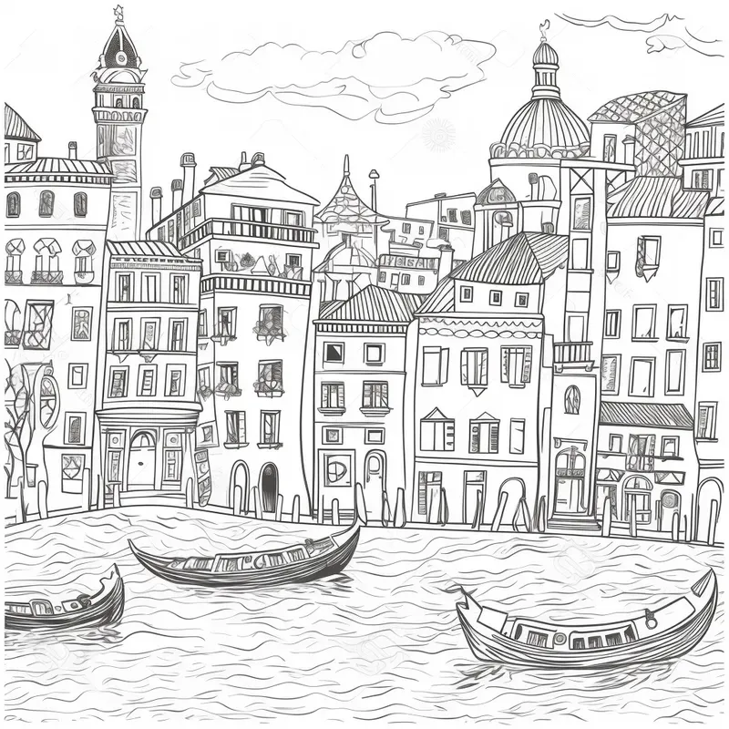 Cute Doodle City Coloring Pages Midjourney Prompt | PromptBase