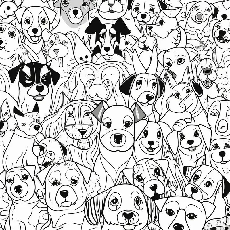 Cartoon Doodle Animals Coloring Pages Midjourney Prompt | PromptBase