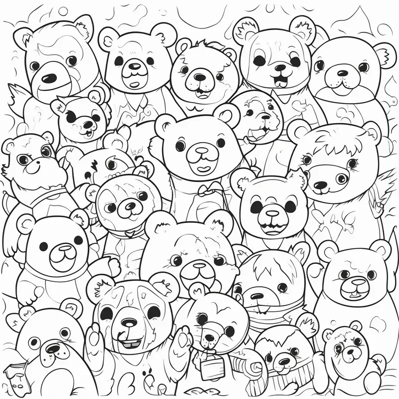 Cartoon Doodle Animals Coloring Pages Midjourney Prompt | PromptBase