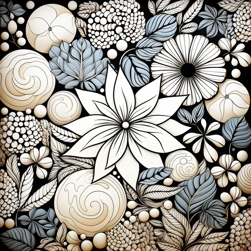 Doodle Tangles Flowers Midjourney Prompt | PromptBase