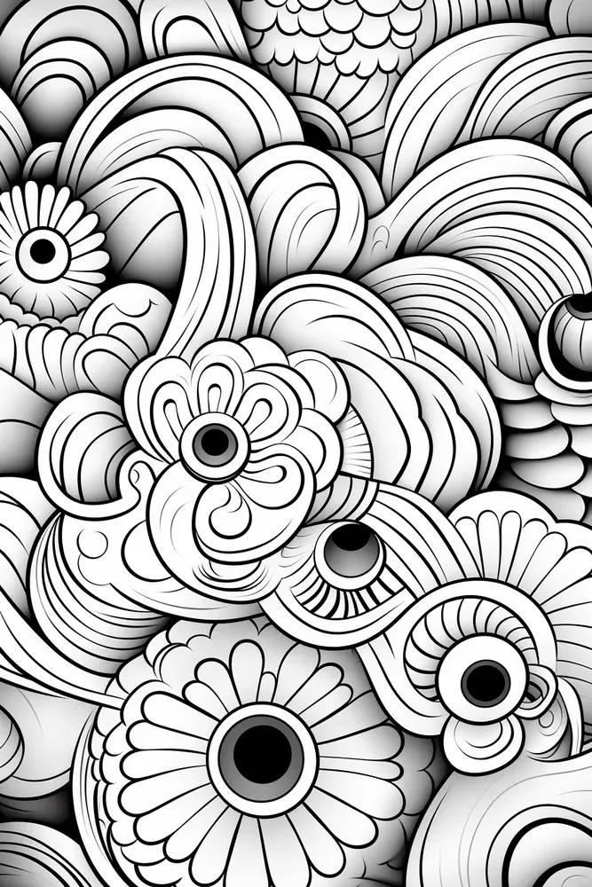 Doodle Fractals Coloring Pages Midjourney Prompt | PromptBase