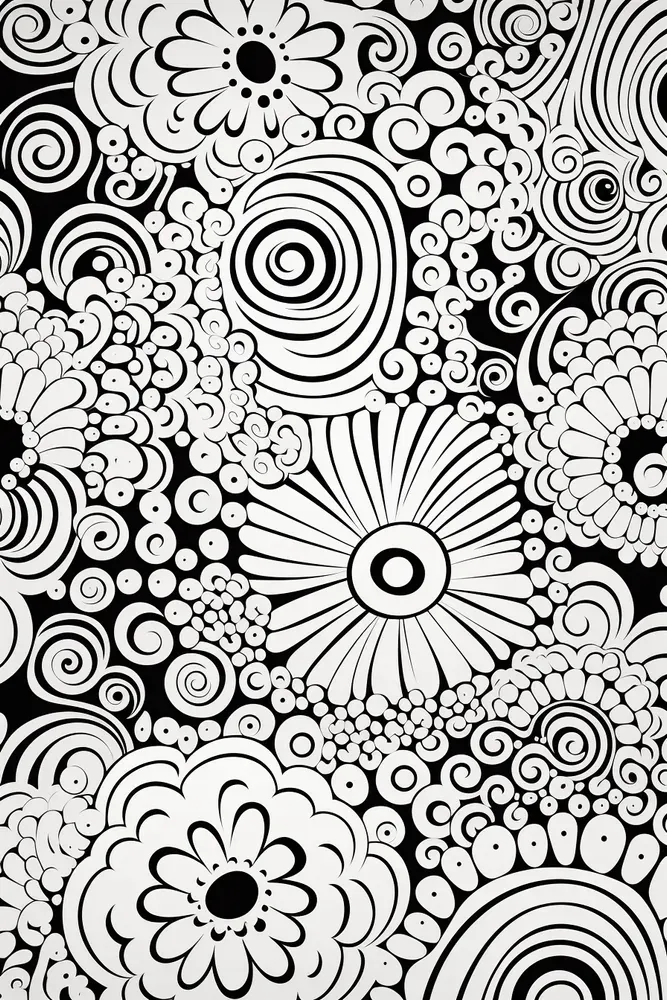 Doodle Fractals Coloring Pages Midjourney Prompt | PromptBase